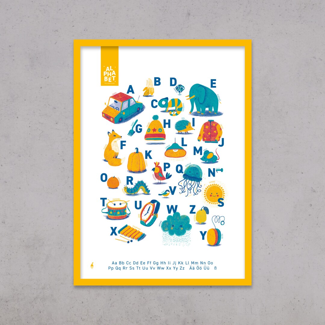German Alphabet Poster, German Alphabet ABC Digital Art, Kids Room Art ...