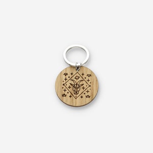 Personalized Wooden Zodiac Key Chain, Engraved Keyrings With Zodiac ...