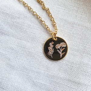 Combined Birth Month Flower, Birth Flower Necklace for Her, Custom ...