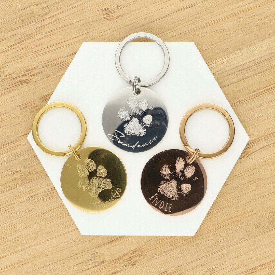 Personalized Pet Paw Print Keychain, Custom Pet Memorial Gift for Her ...
