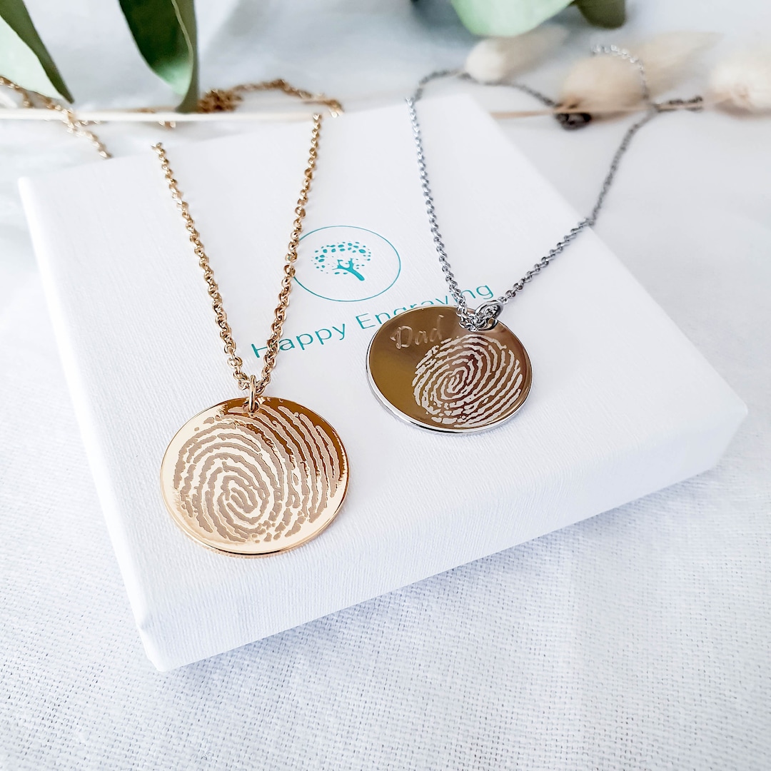 Actual Fingerprint Necklace, Personalized Fingerprint Jewelry, Memorial ...
