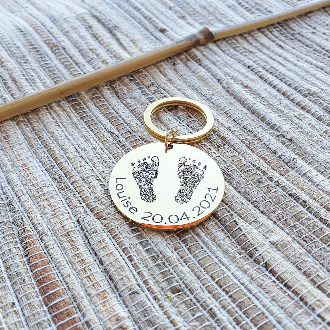 Actual Foot Print Keychain With Name, Custom Hand Print Keyrings ...