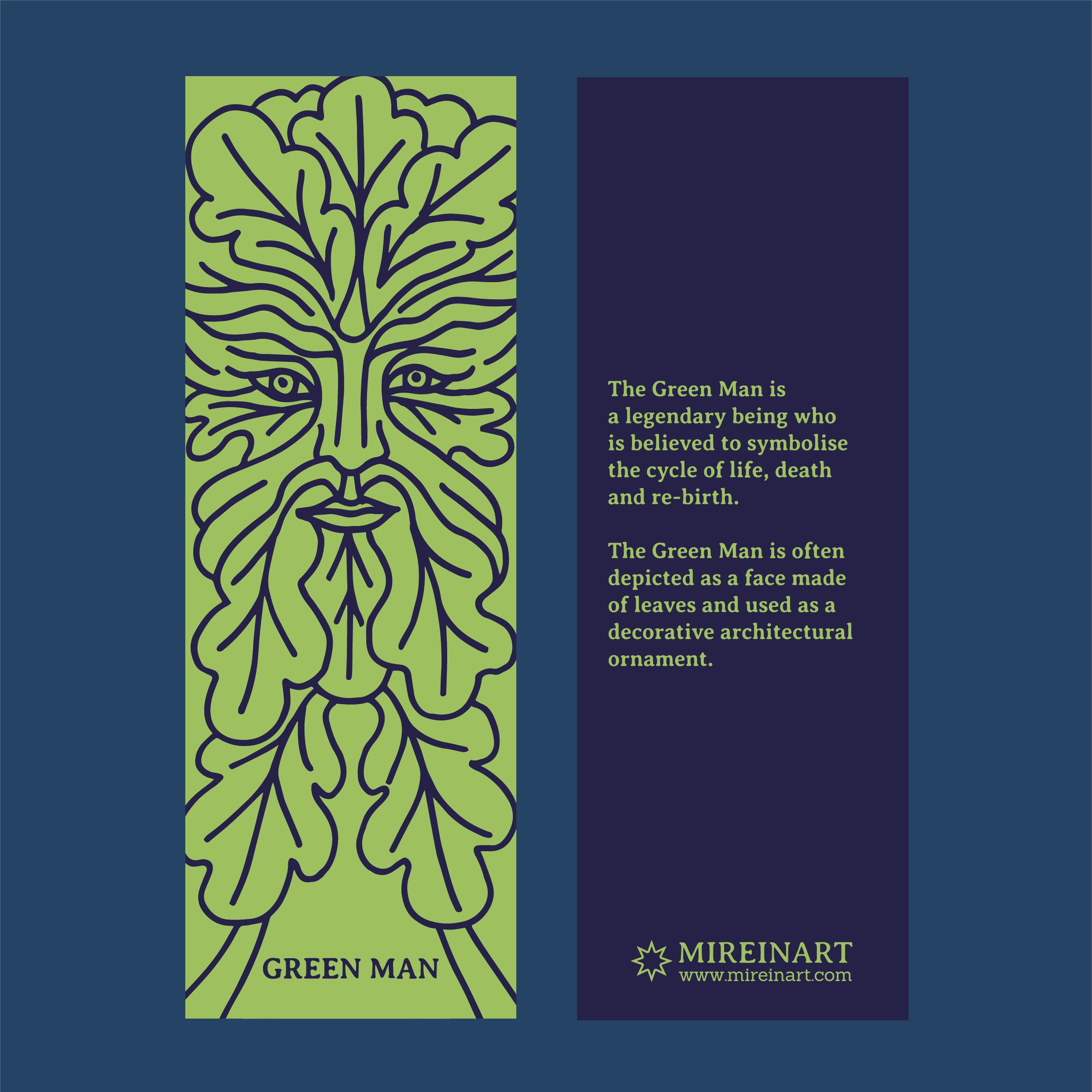 Green Man / Illustrated Small Bookmark / Folklore Collection - Etsy