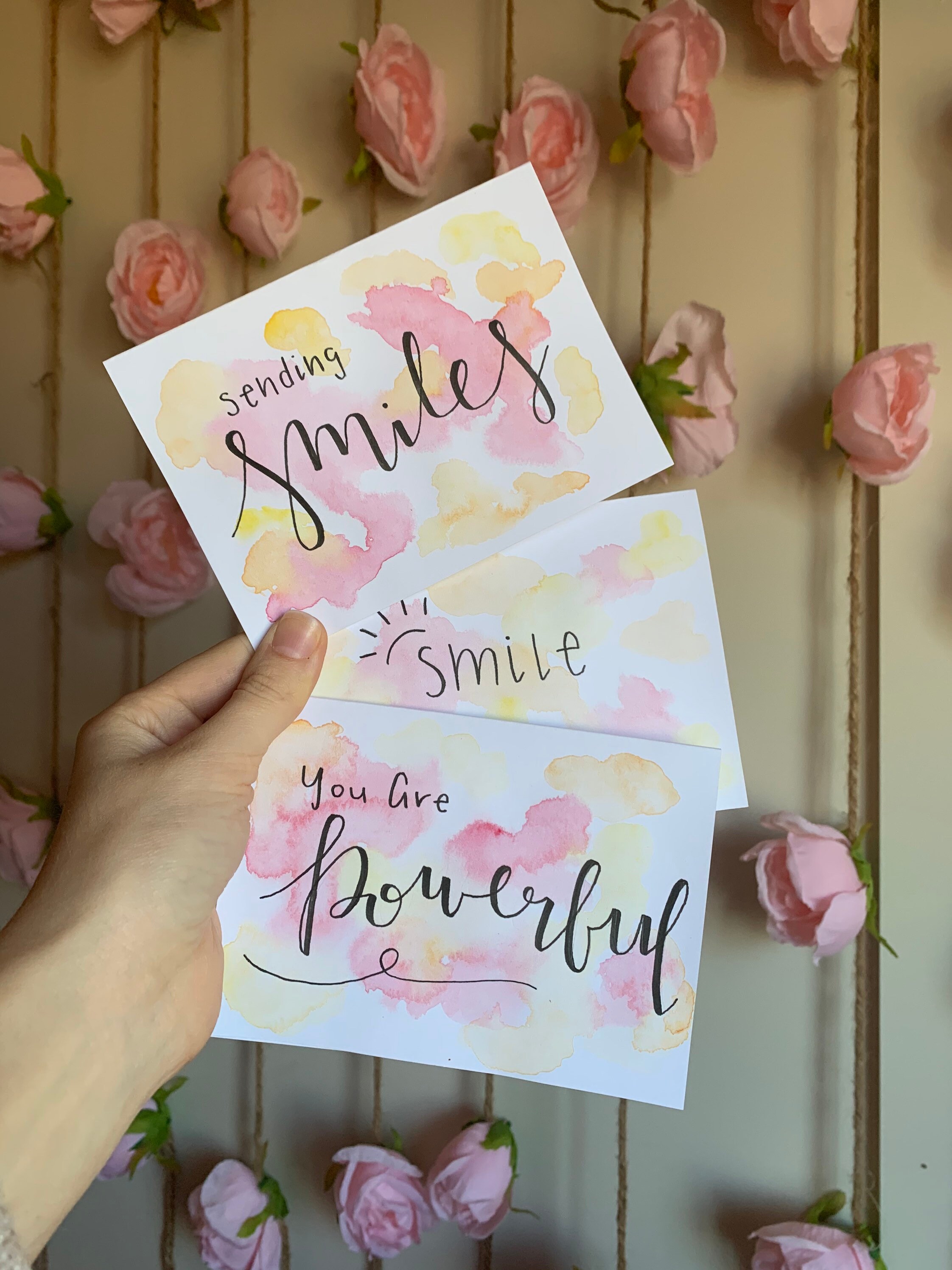 Custom Watercolor Calligraphy Greeting Card Handmade - Etsy