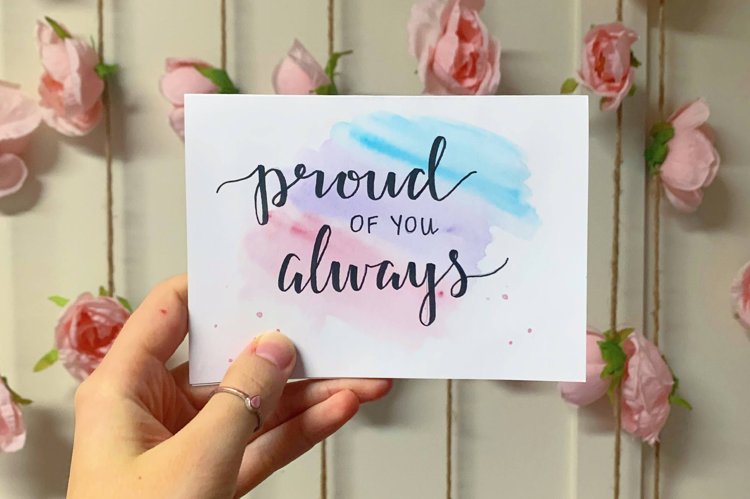 Custom Watercolor Calligraphy Greeting Card Handmade - Etsy