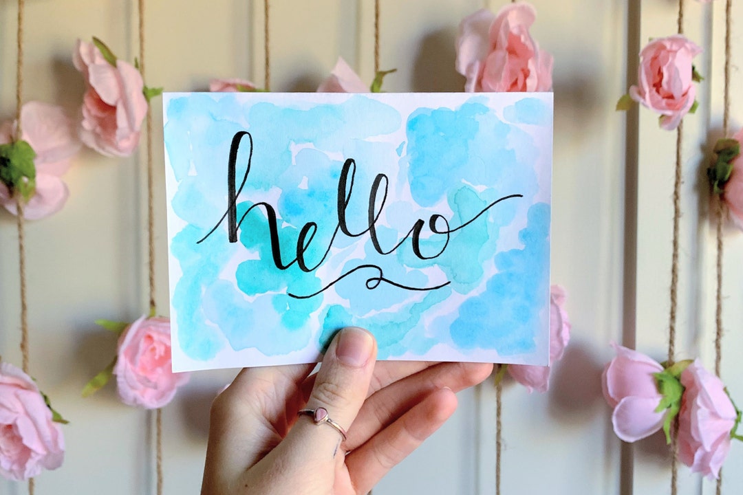 Custom Watercolor Calligraphy Greeting Card Handmade - Etsy