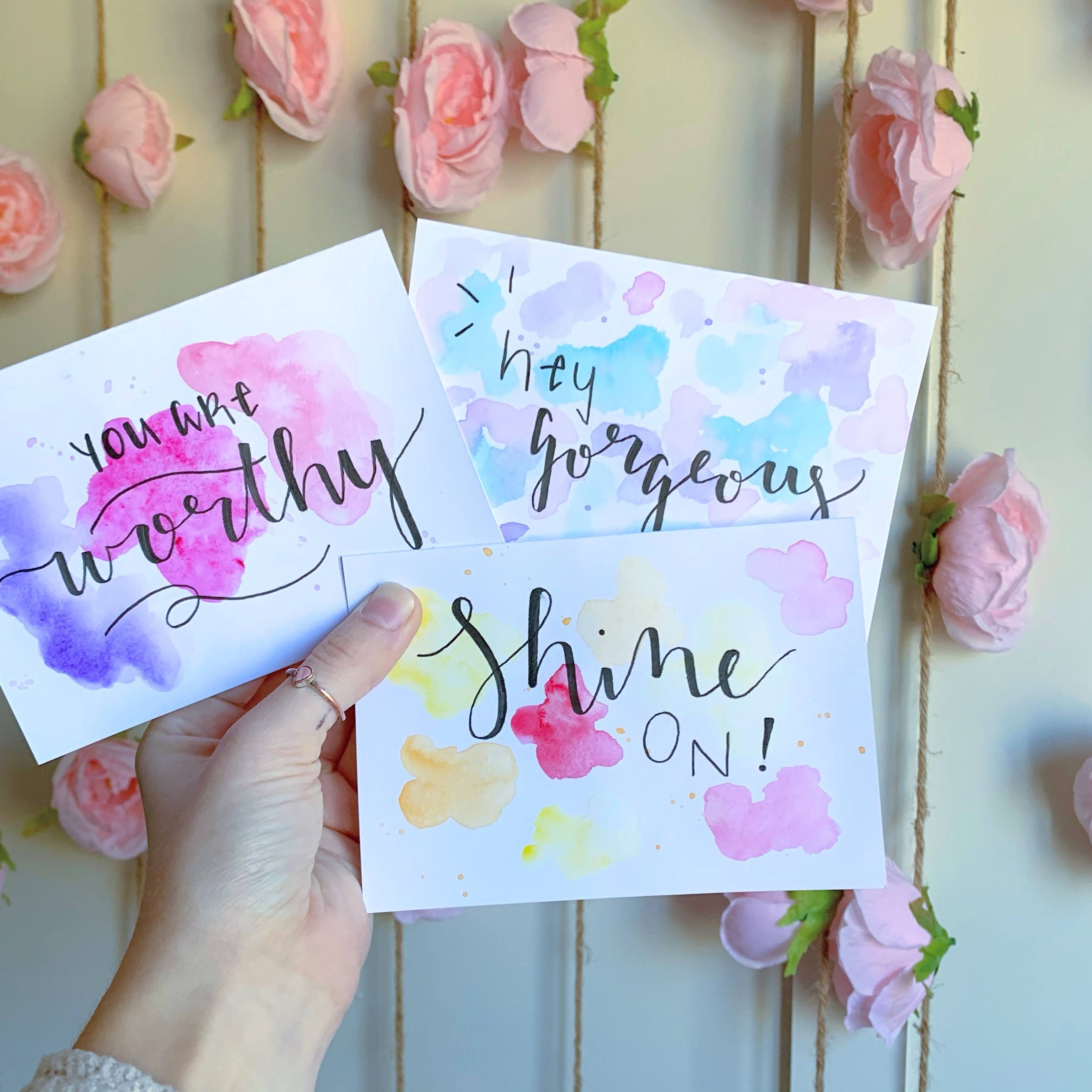 Custom Watercolor Calligraphy Greeting Card Handmade - Etsy
