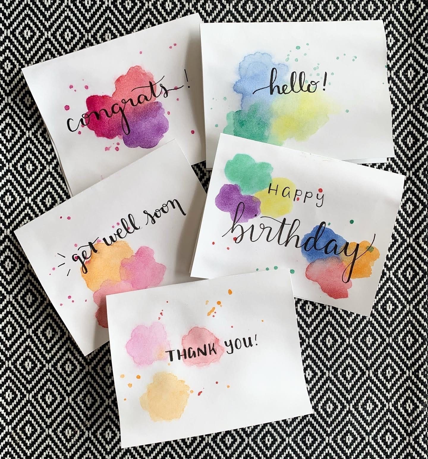 Custom Watercolor Calligraphy Greeting Card Handmade | Etsy