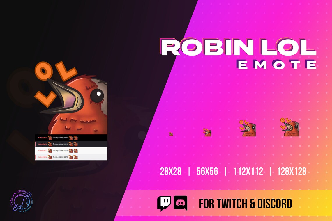 Cute Hand-drawn Twitch Emote Robin Bird Lol/laugh Out Loud Discord ...