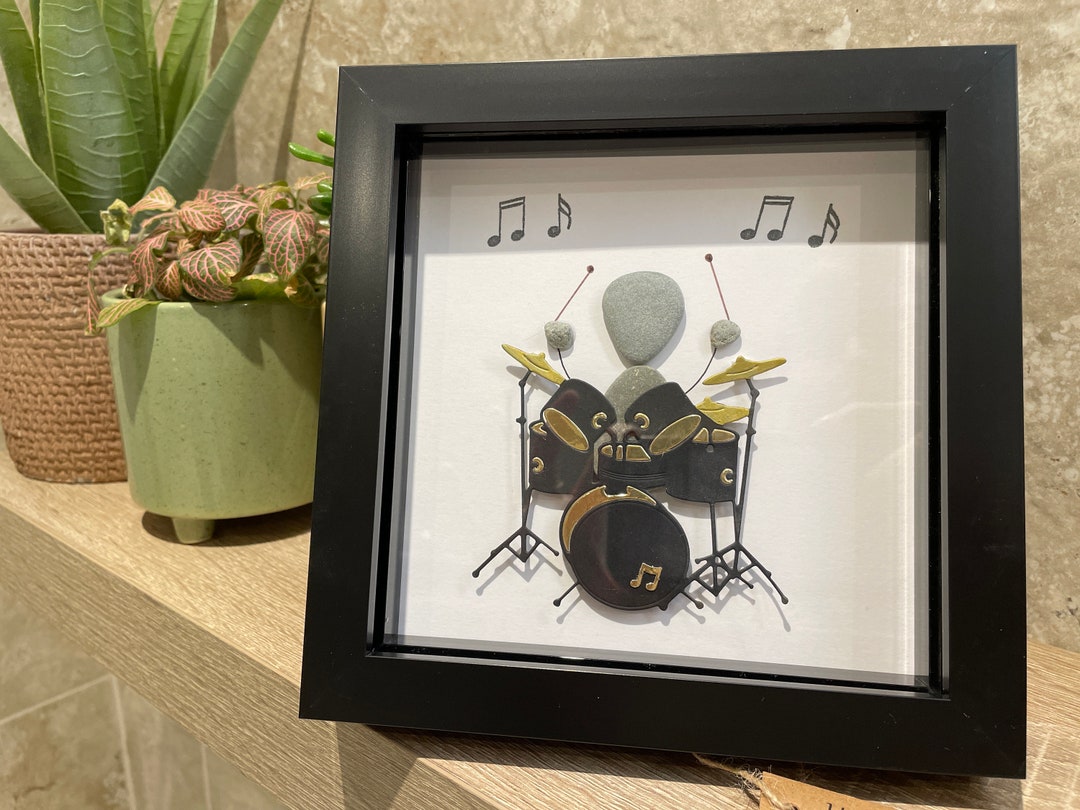 Pebble Drummer in Black Box Frame With Either Black or Gold - Etsy