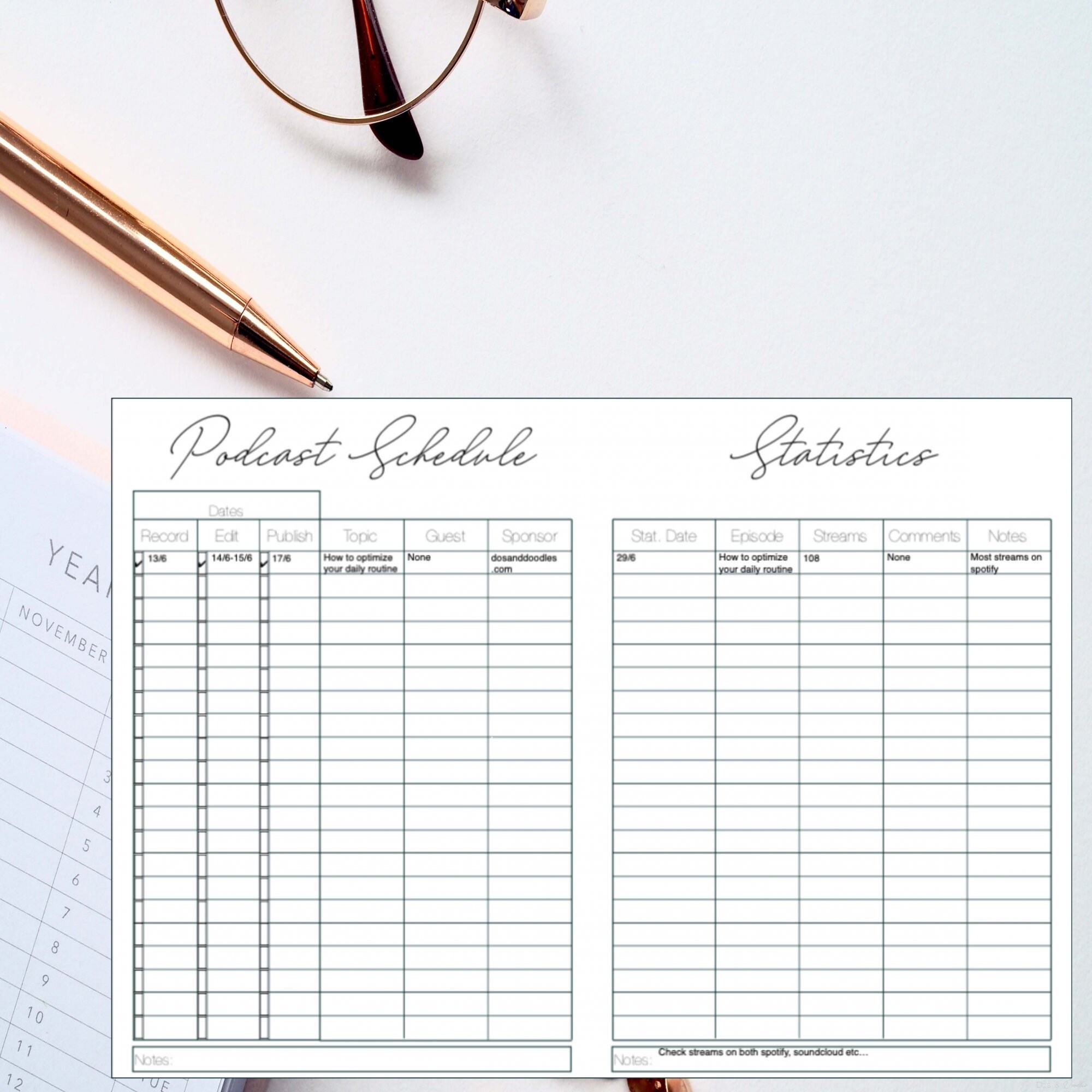 Podcast Planner Printable and Fillable PDF - Etsy
