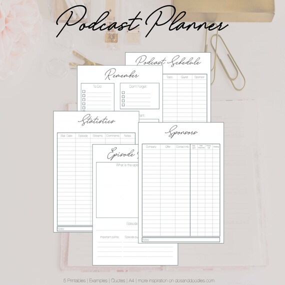Podcast Planner Printable and Fillable PDF | Etsy