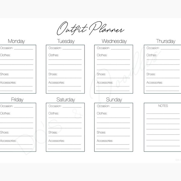 Daily Outfit Planner - Etsy