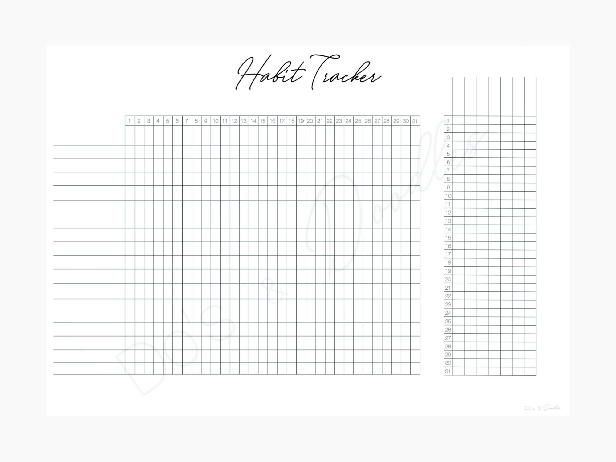 Habit Tracker Printable, Single Page Habit Tracker, PDF Printable, A4 ...