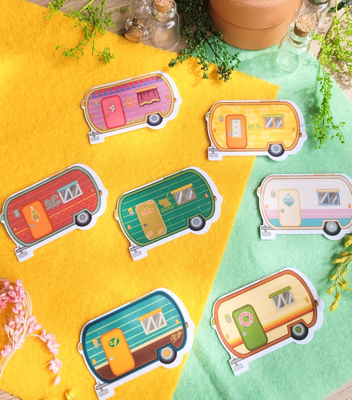 Animal Crossing Camper 7pc Sticker Set/white Matte Waterproof Vinyl ...