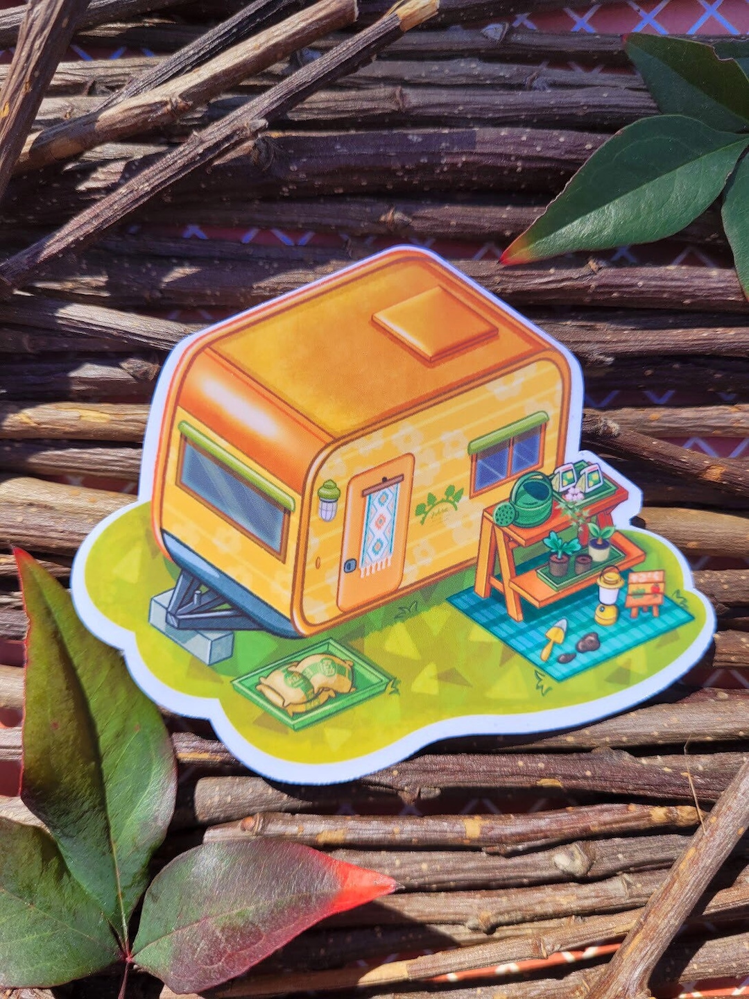 Animal Crossing Leifs Camper Sticker/white Matte Waterproof Vinyl Decal ...