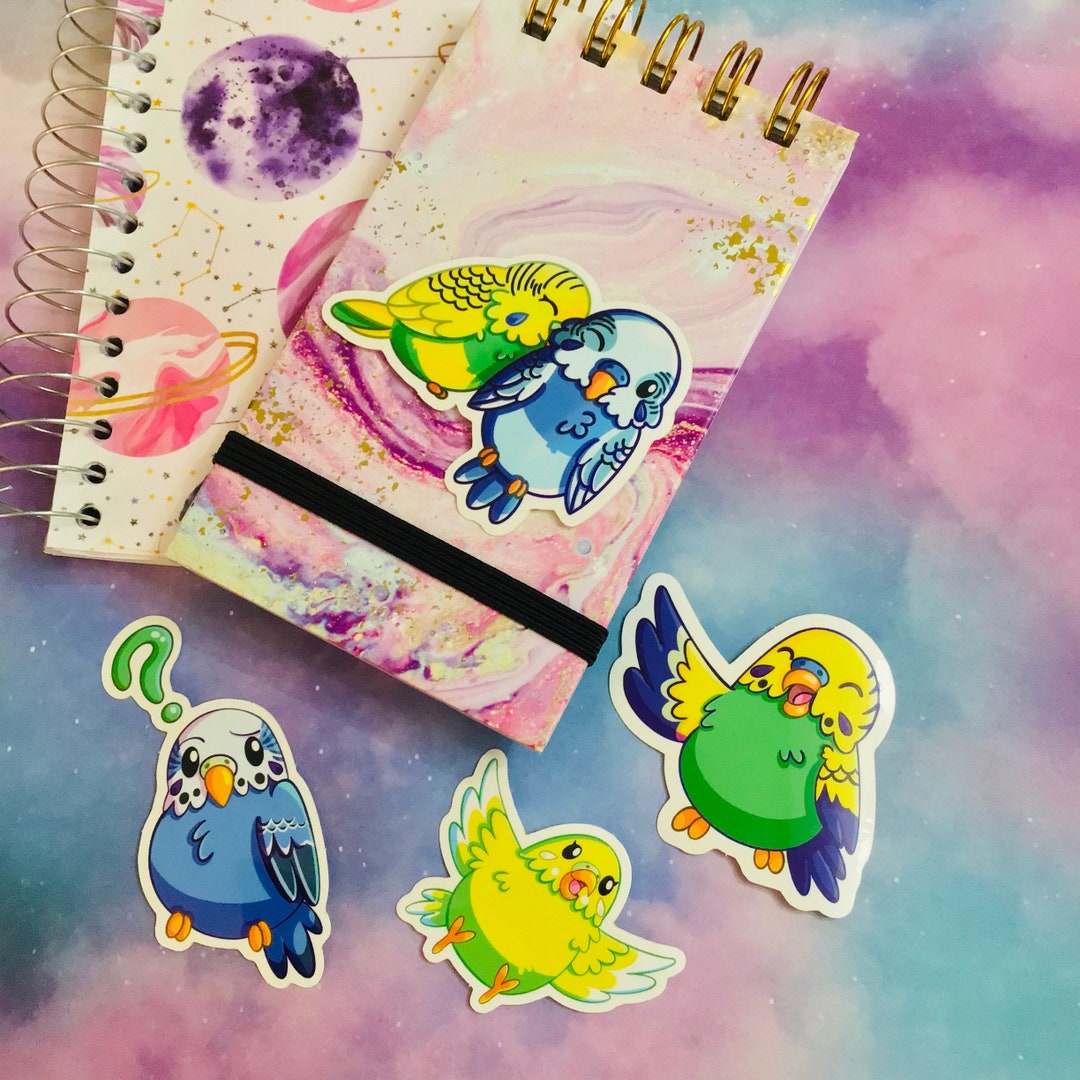 4 Pcs Parakeet Sticker Pack | Glossy Vinyl Decal Stickers, Budgies ...