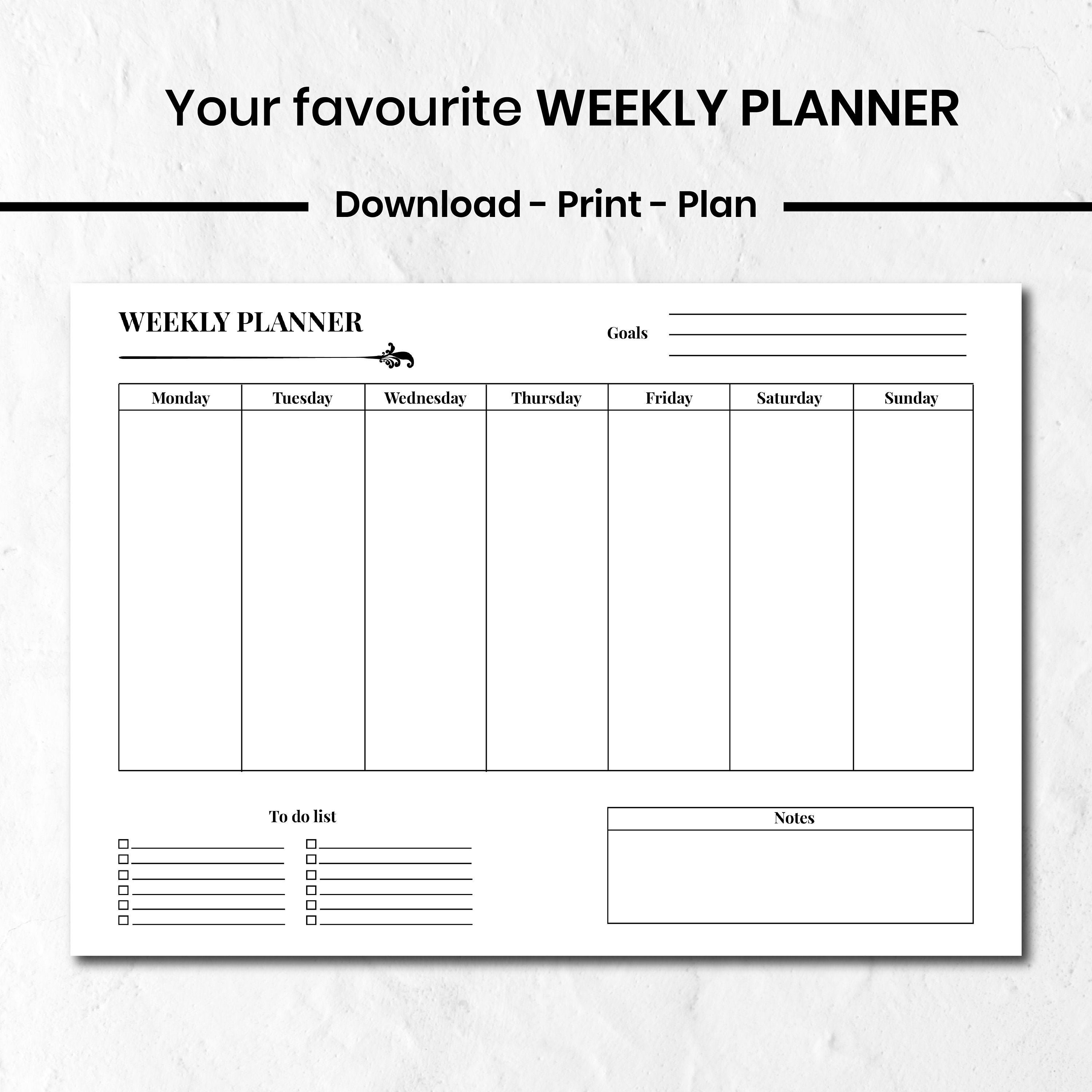 Printable Landscape Weekly Planner To Do List Pad A4 Size