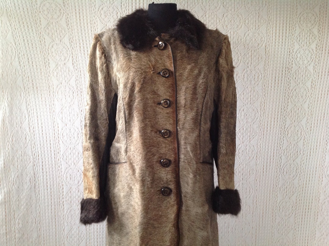 Vintage Fur and Leather Coat Size 40/42 Antique French Haute Couture ...