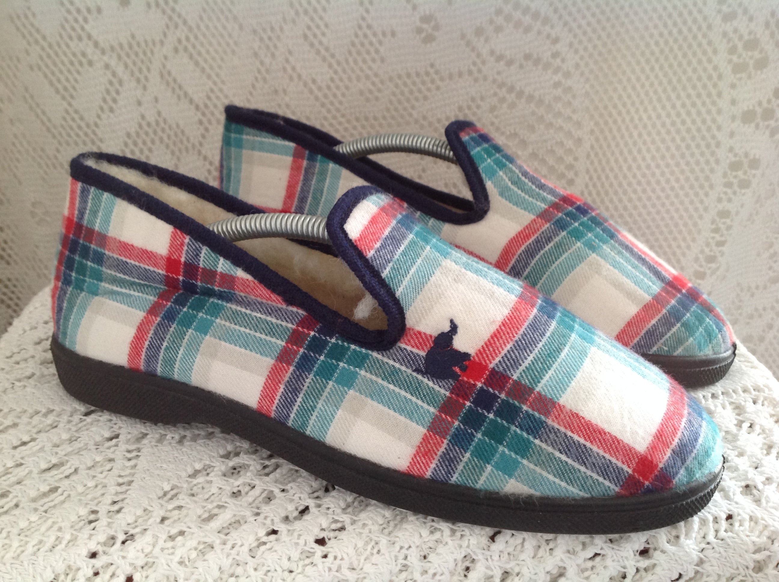 Arthur Slippers in Striped Canvas Vintage Size 39/40 Checkered - Etsy