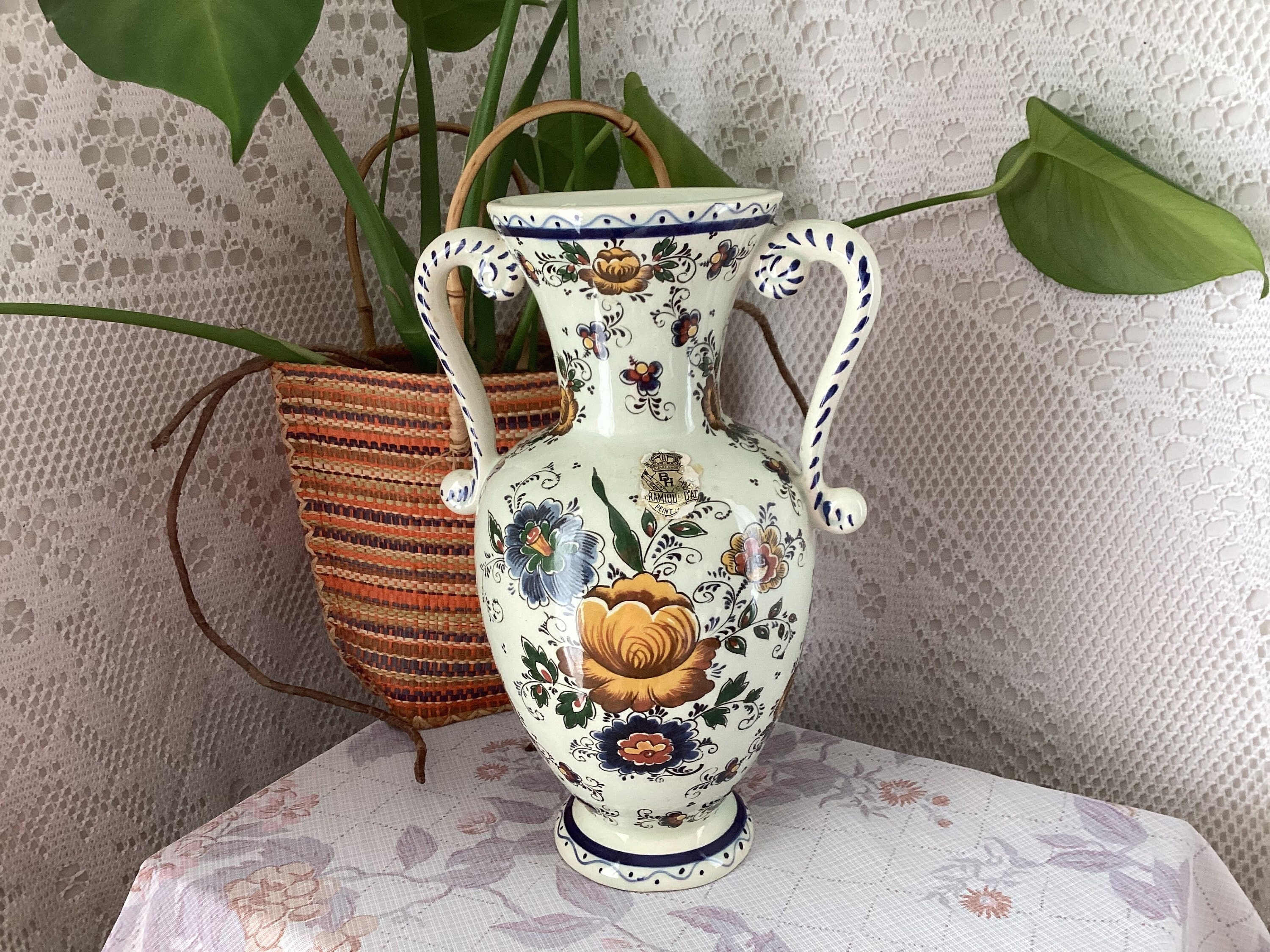 Hubert BEQUET Quaregnon Vase en Céramique Vintage Polychrome Centre de ...