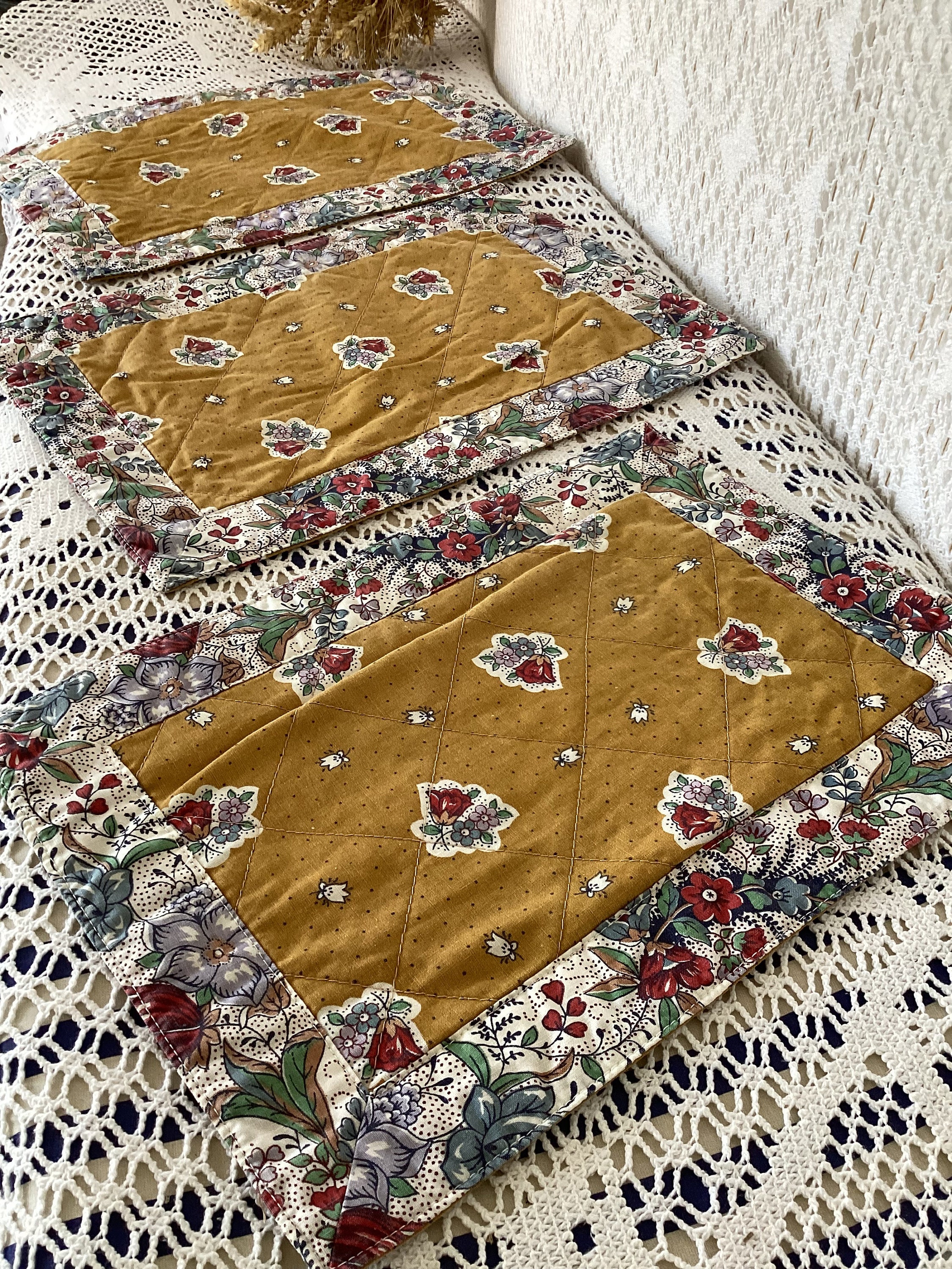 Marnik Créations Provençales Set of Three Vintage Placemats in Quilted ...