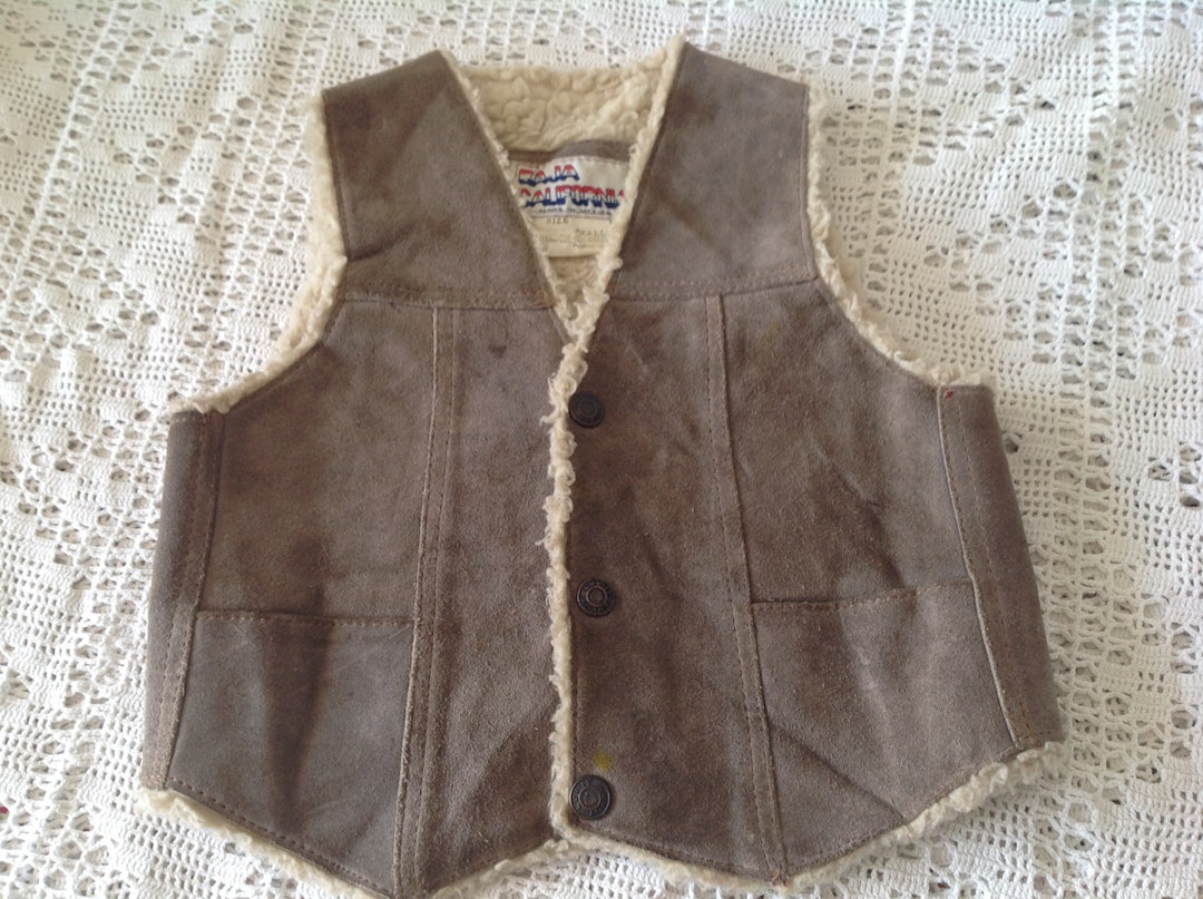 Children's Vest in Vintage Leather Jacket Cowboy Vest Made in Mexico ...