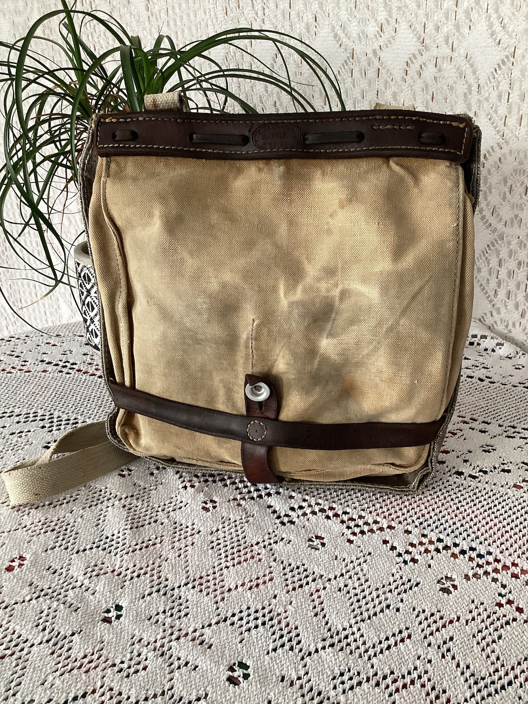 Antique Swiss Bread Bag Vintage Canvas Shoulder Bag Carrying Messenger ...