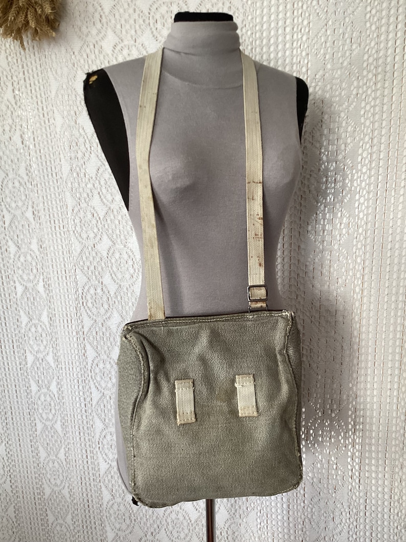 Antique Swiss Bread Bag Vintage Canvas Shoulder Bag Carrying Messenger ...