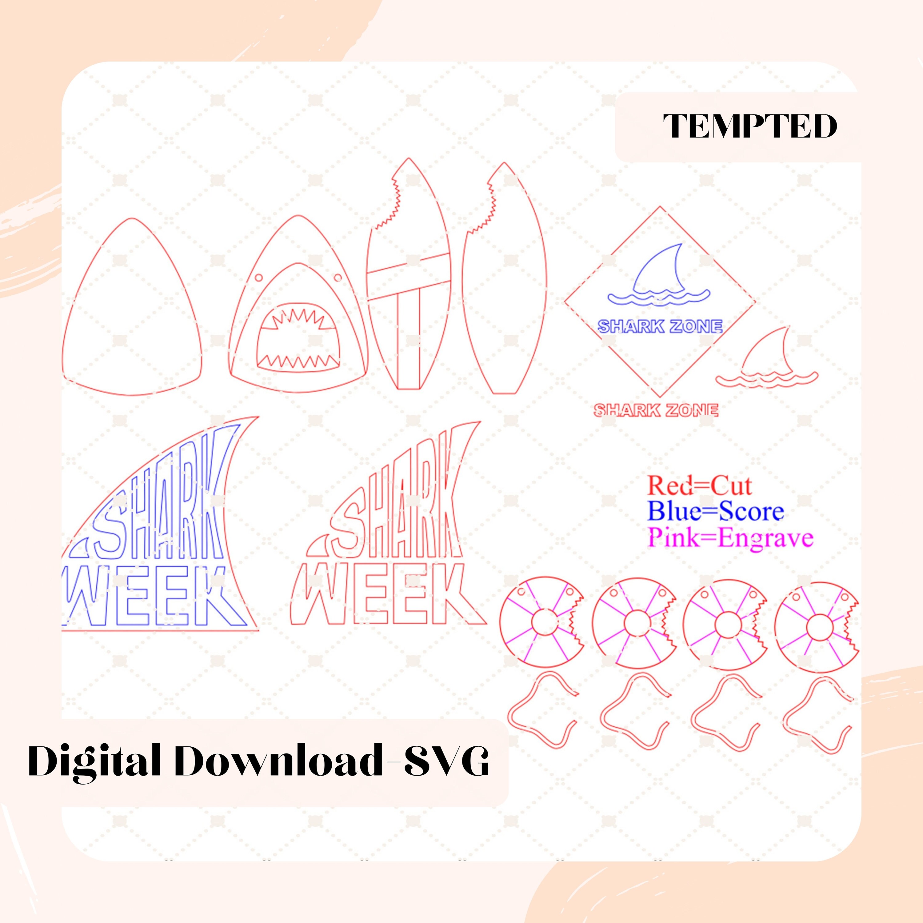 Shark Week Svg, Tiered Tray Svg, Shark Week File, Shark Week Cut File ...