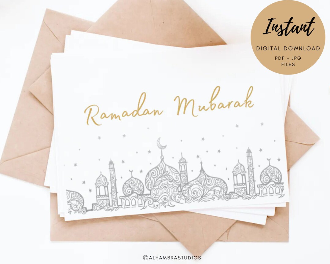 Printable Ramadan Mubarak Card Download | Greeting Card Ramadan Gift ...