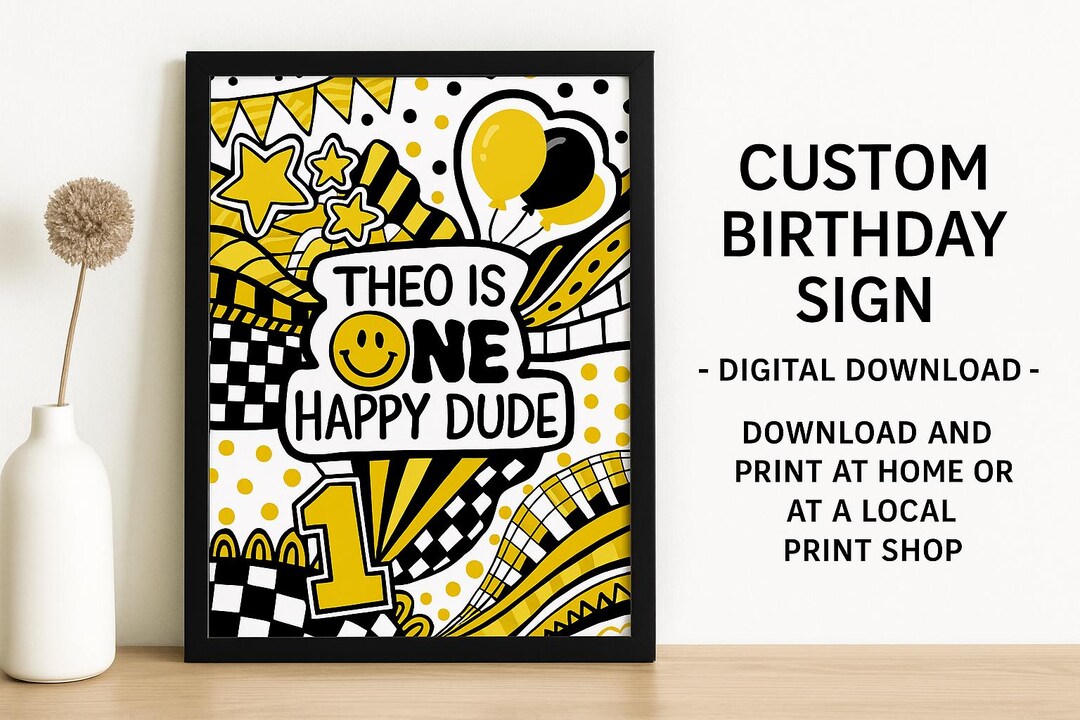 Custom Birthday Sign - Digital Download, Personalized First Birthday ...