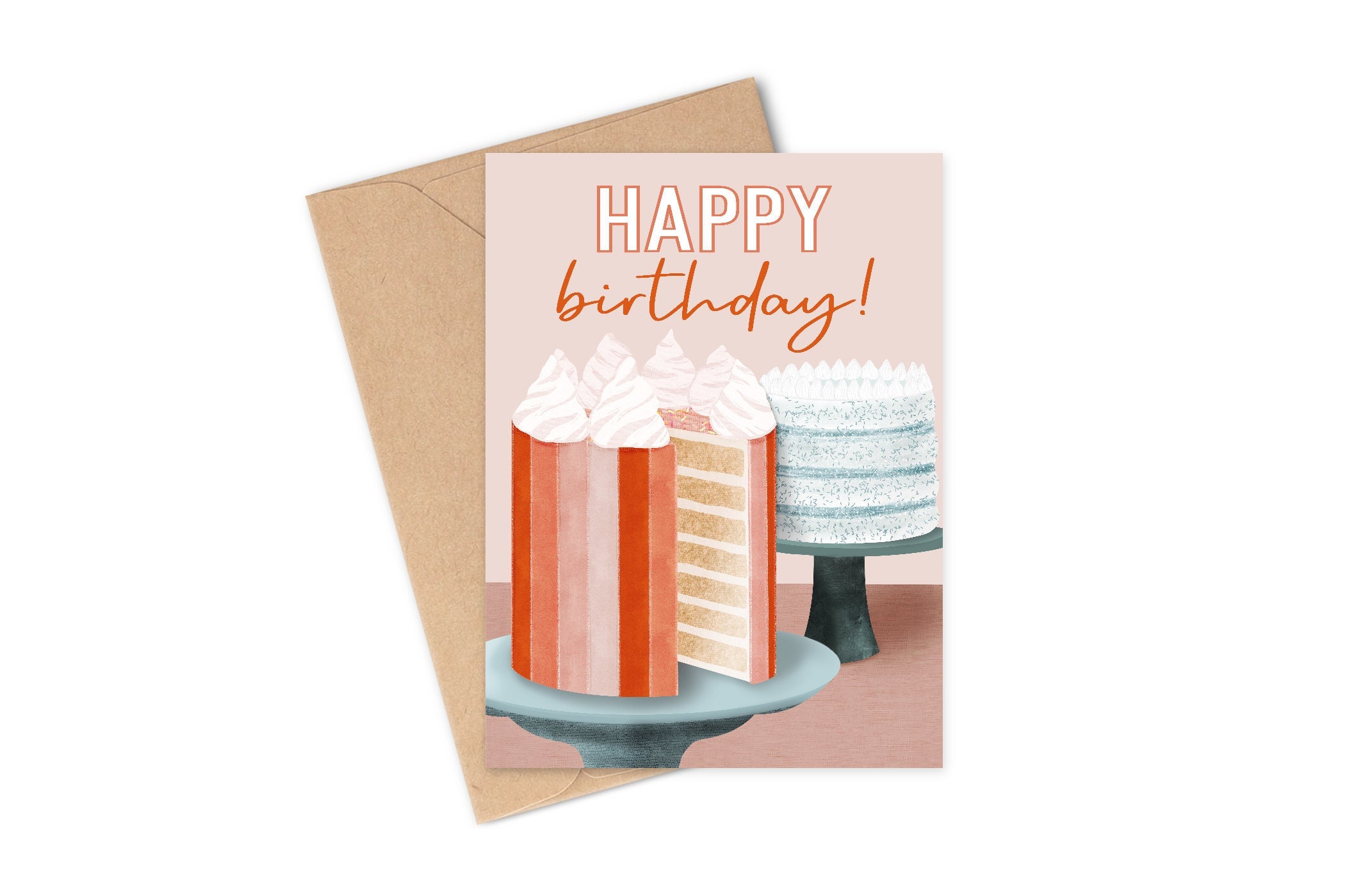 Happy Birthday Cake Greeting Card Birthday Card Unique Hand - Etsy