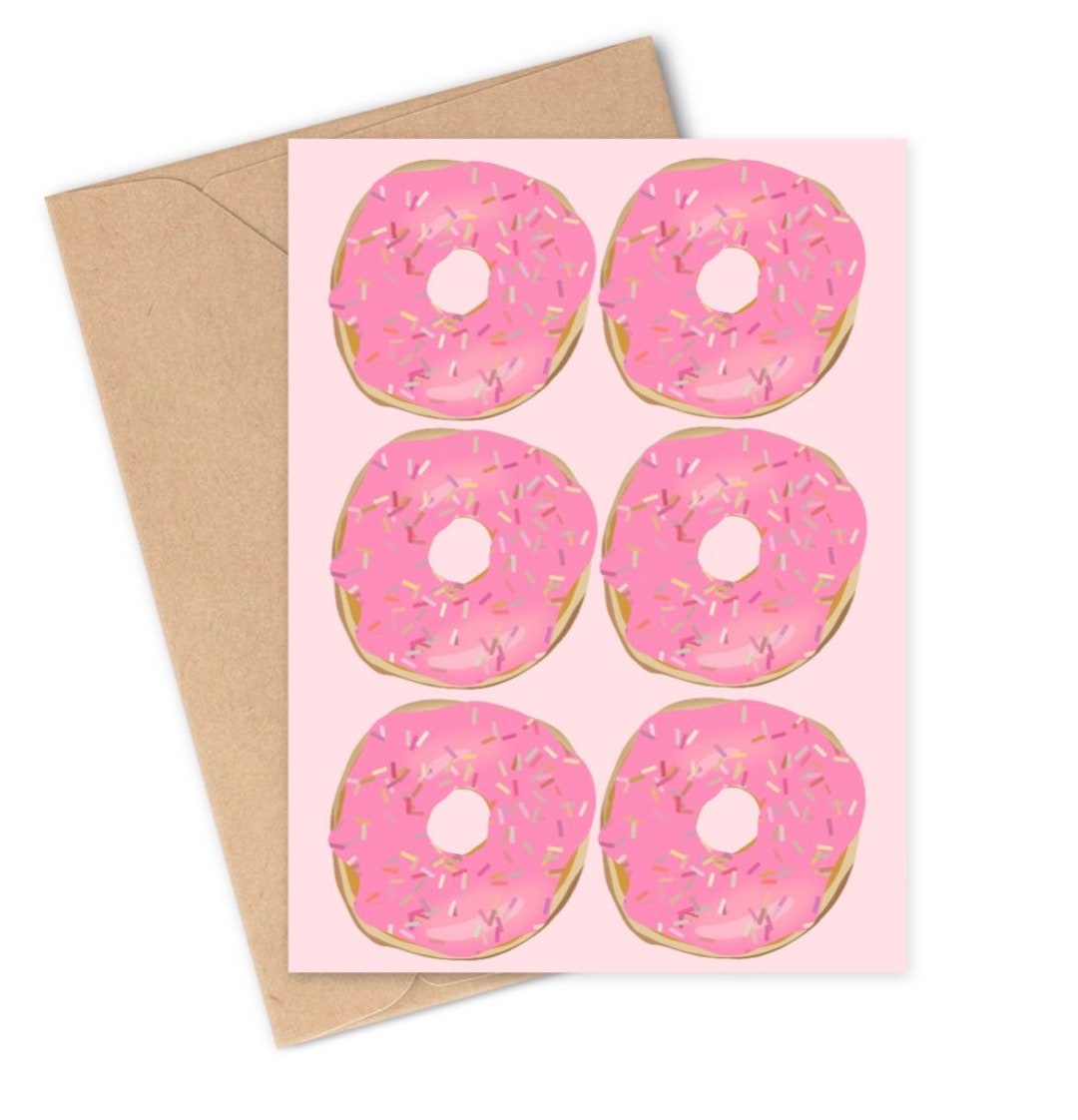 Blank Donut Greeting Card, Unique Greeting Card, Hand Drawn Card ...