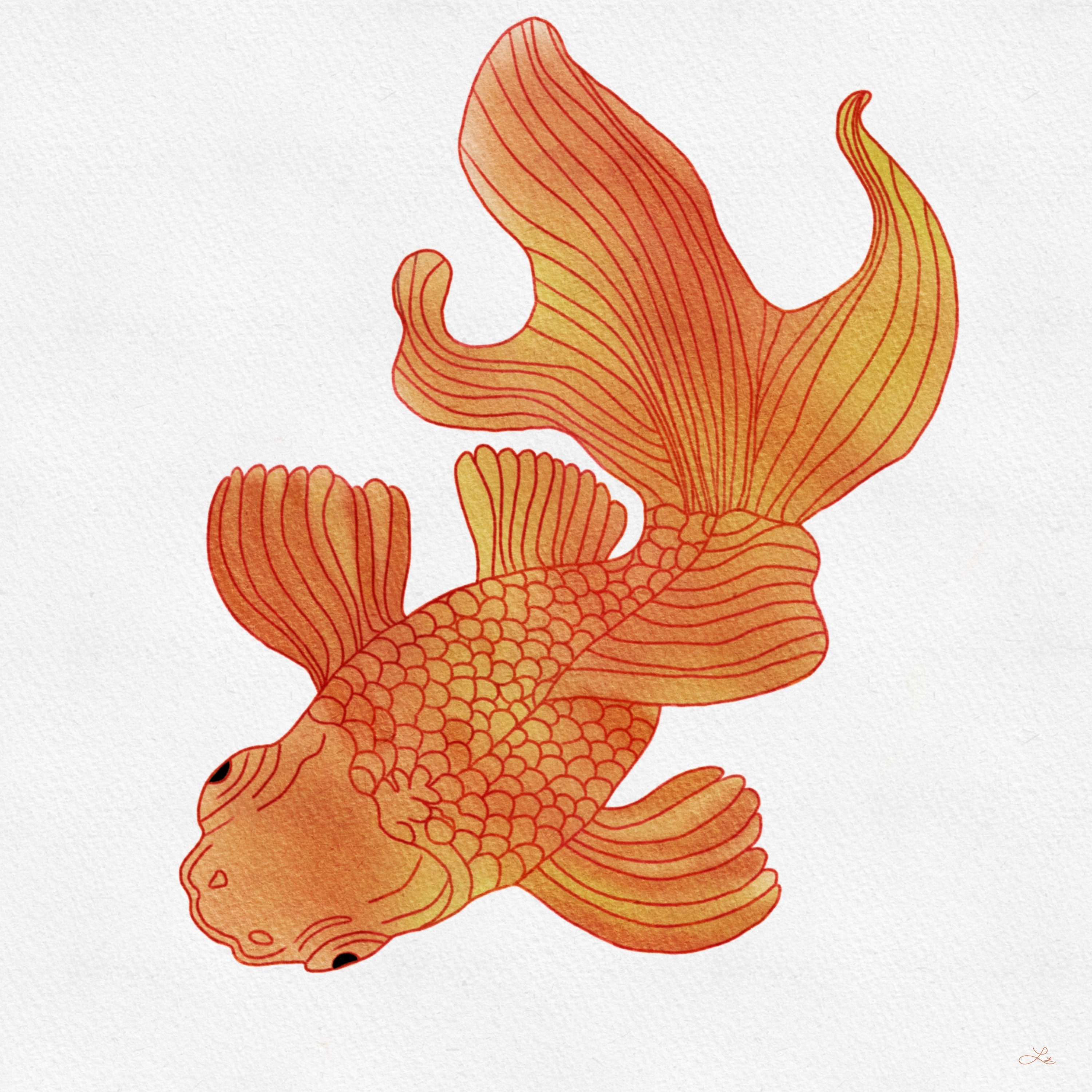 Goldfish Art Printart Printdigital Artdigital Drawingart - Etsy UK