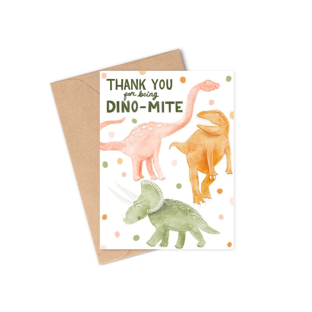 Dino Mite Card, Dinosaur Themed Card for Children's Birthday, Christmas ...