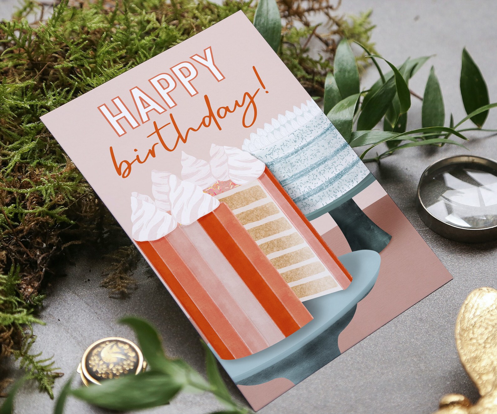 Happy Birthday Cake Greeting Card, Birthday Card, Unique Hand ...