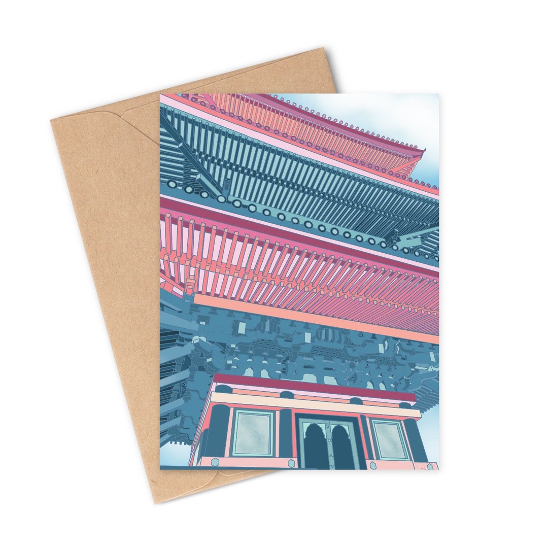 Japanese Temple Greeting Card, Japan Greeting Card, Kyoto Temple Unique ...