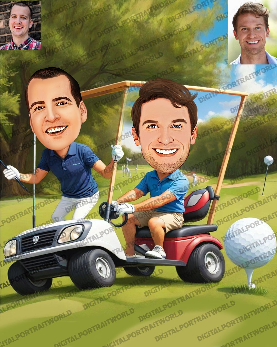 Custom Golf Caricature, Custom Caricature, Road-trip Caricature ...