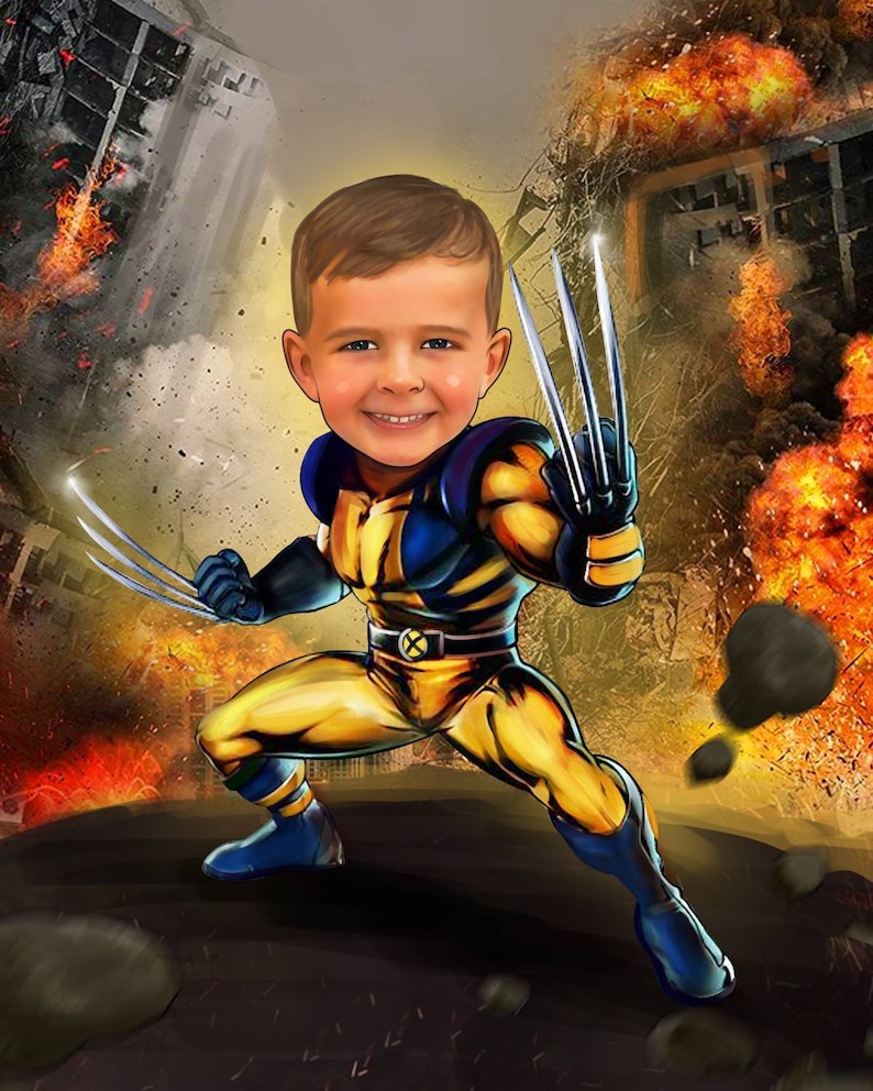 Custom Superhero Portrait From Photo, Unique Gift for Kids (digital) - Etsy