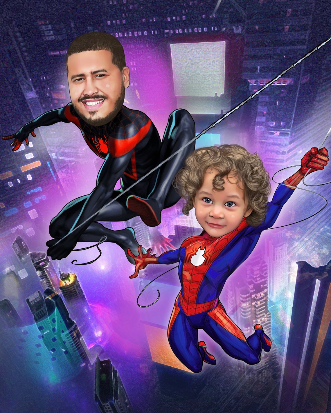 Father-son Superhero Portrait From Your Photo/ Superhero Dad - Etsy