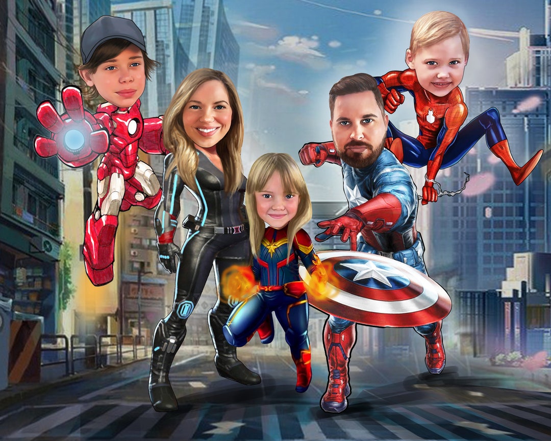 Superhero Family (4 to 5 Characters) - Get Your Own Superhero Portrait ...