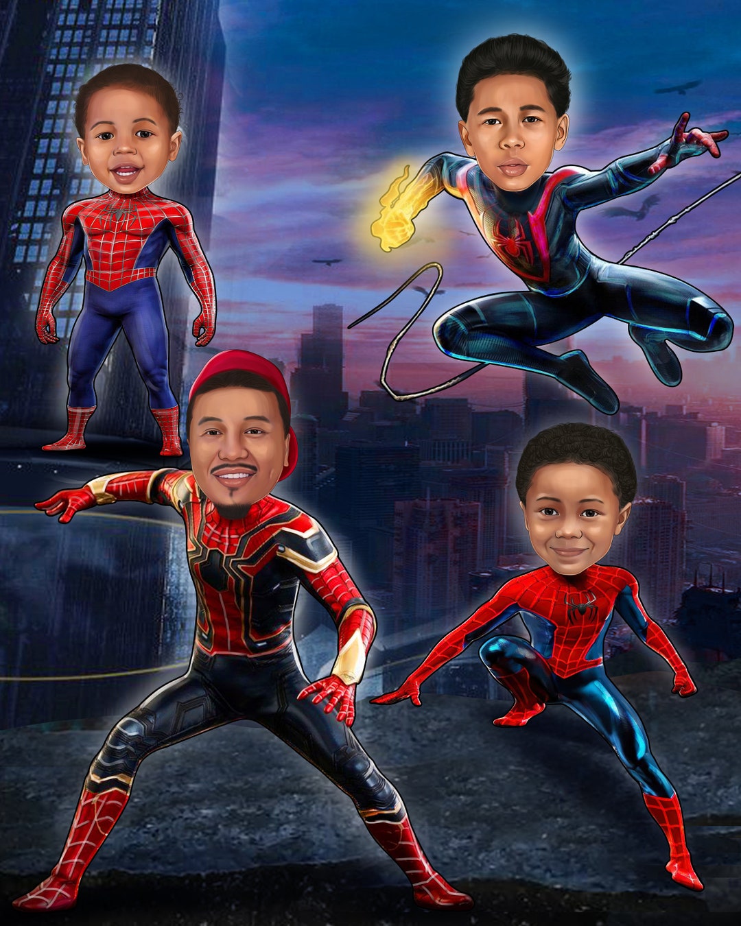 Custom Art Personalized Superhero Portrait, Couple Portrait ...