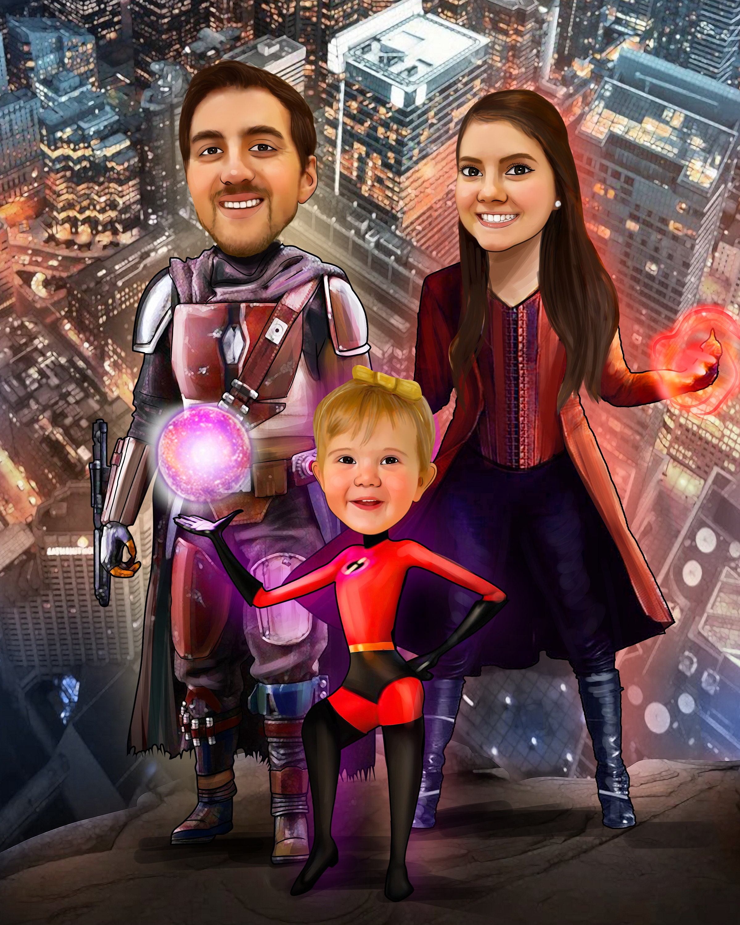 Superhero Family Theme (3 Characters)-get Your Own Superhero Portrait ...