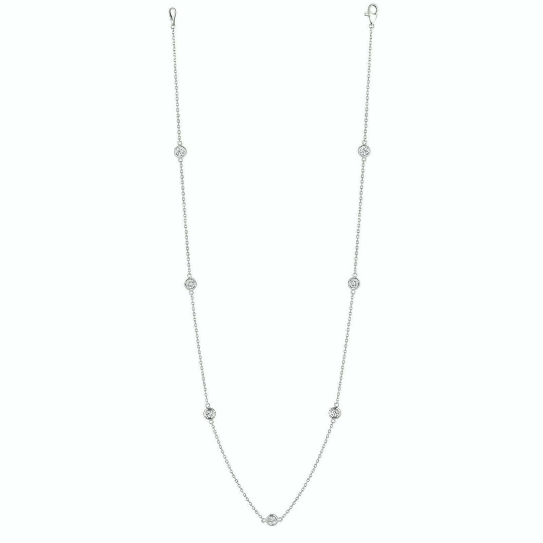1.50 Carat Diamond by the Yard Necklace G SI 14K White Gold 20 Pointers ...