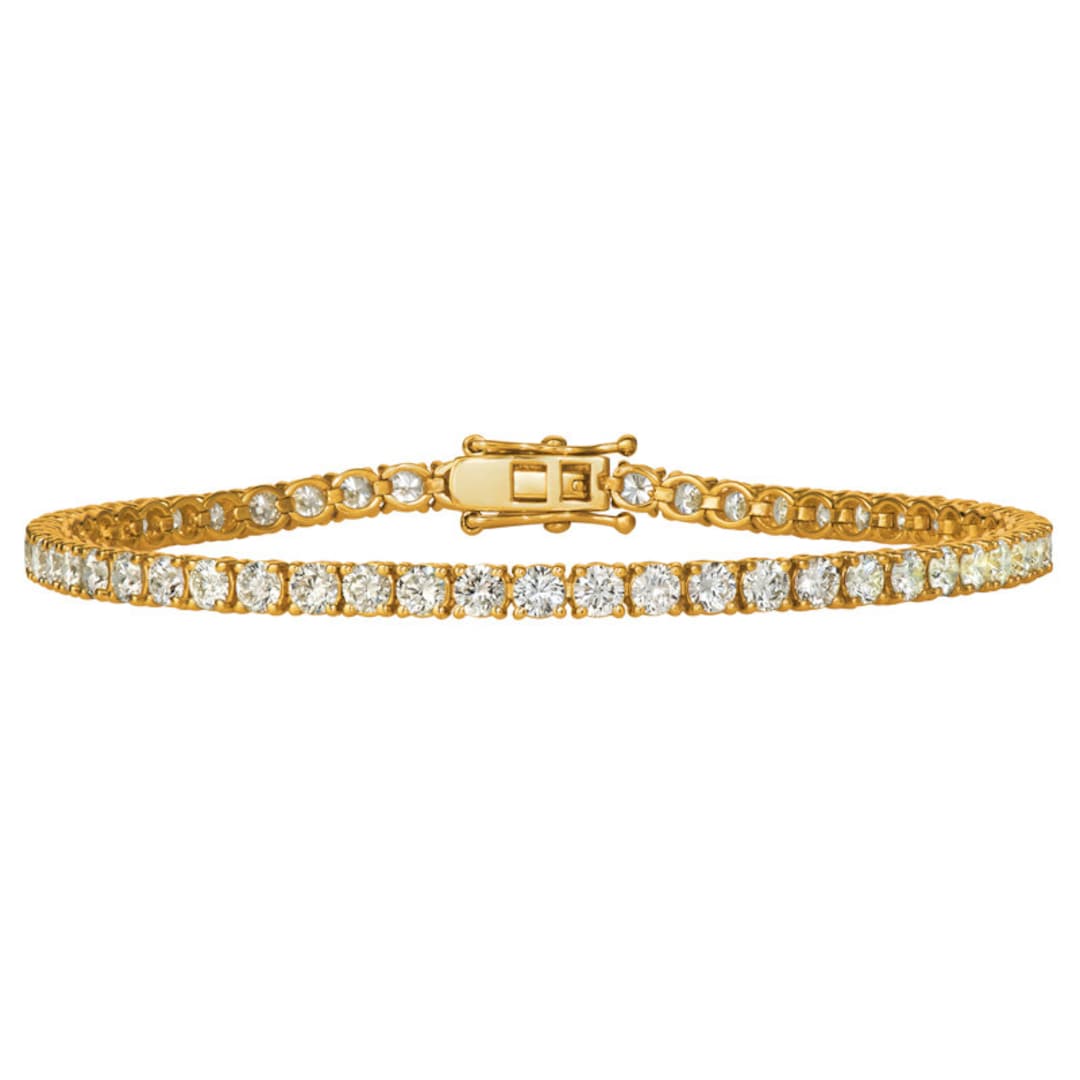 7.5 Inch 3.21 Carat Natural Diamond Tennis Bracelet G SI 14K Yellow Gold 2.6mm Width CUSTOM Etsy