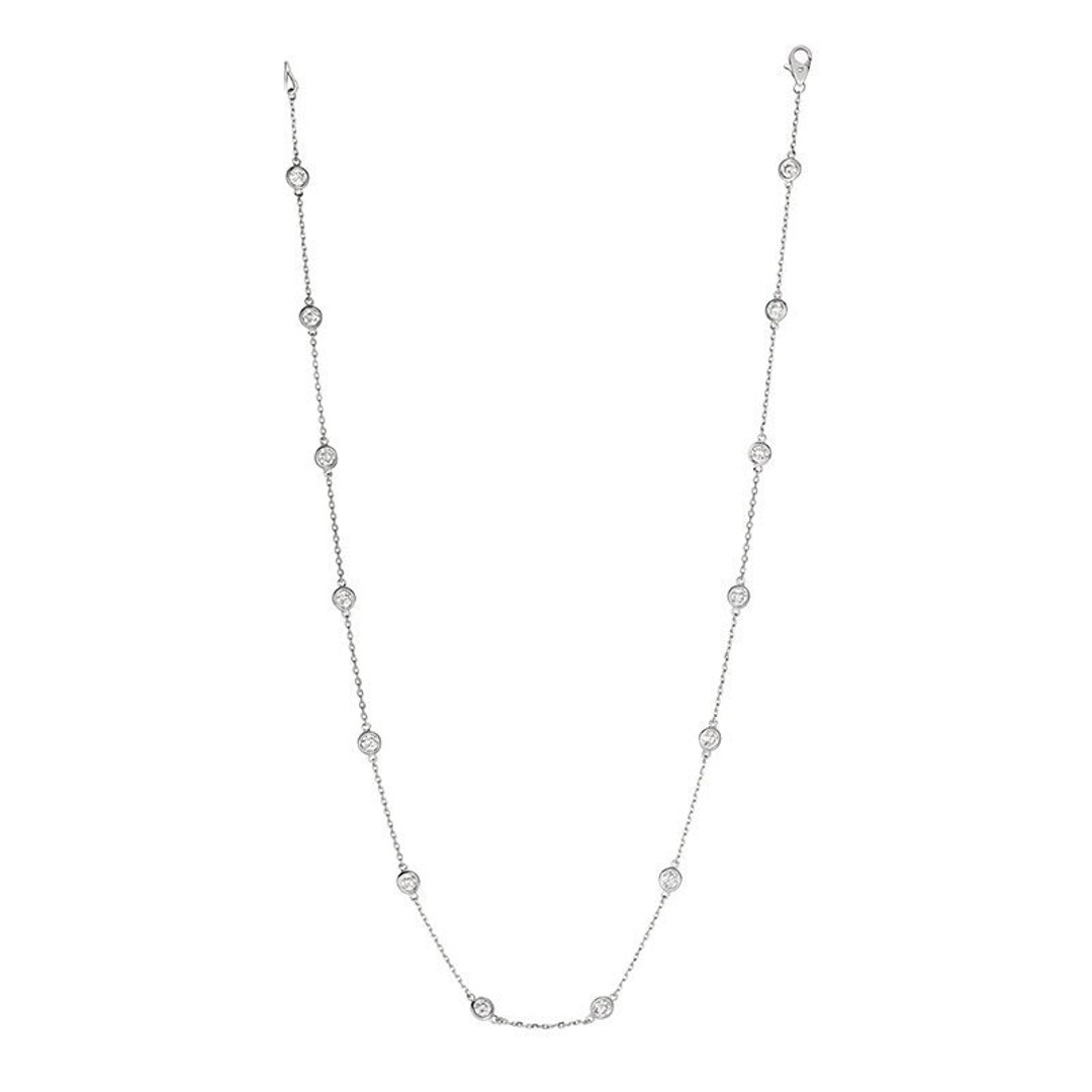 3.00 Carat Diamond by the Yard Necklace G SI 14K White Gold 14 Stones ...