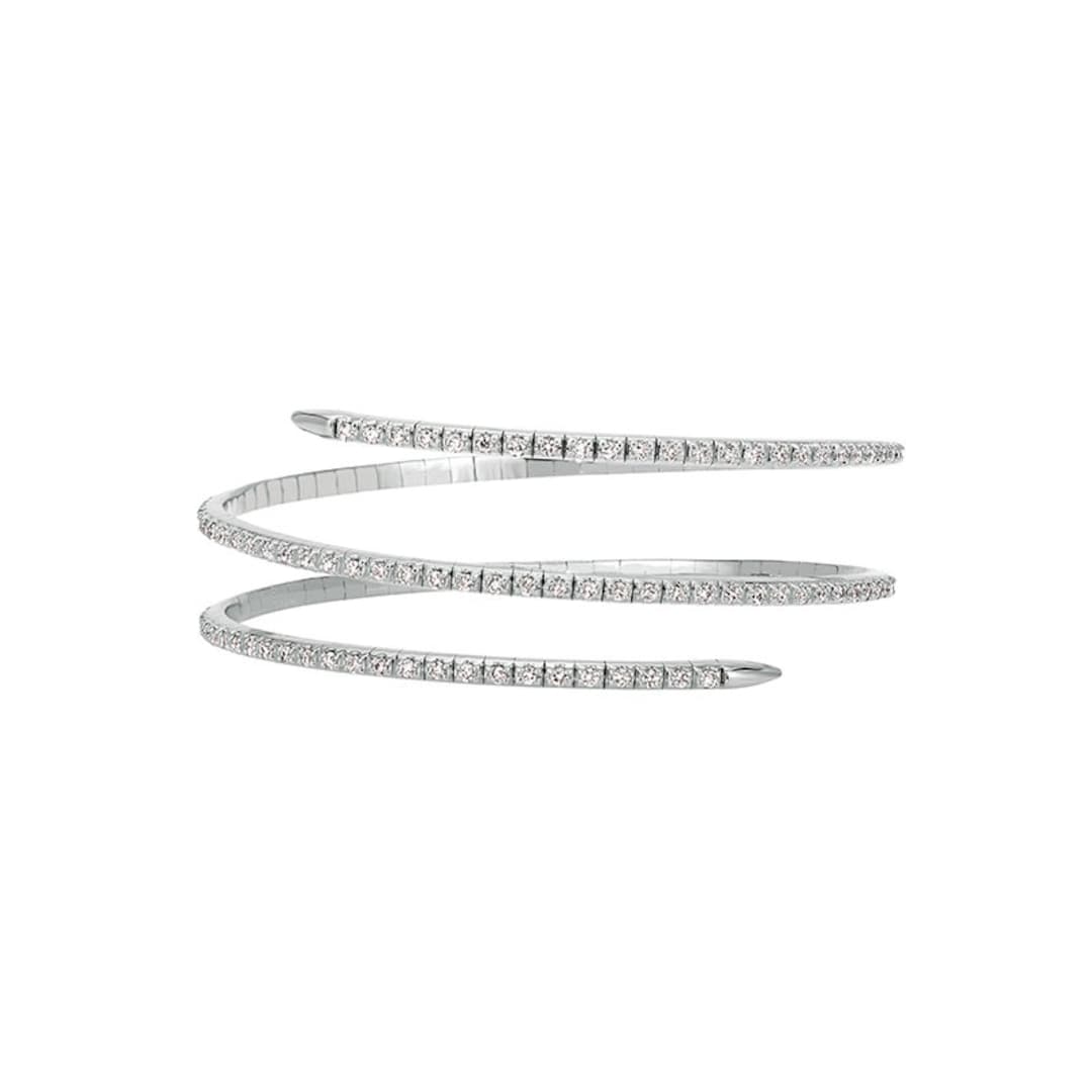 2.50 Carat Natural Diamond Wrap Flexible Bangle Bracelet G SI 14K White ...