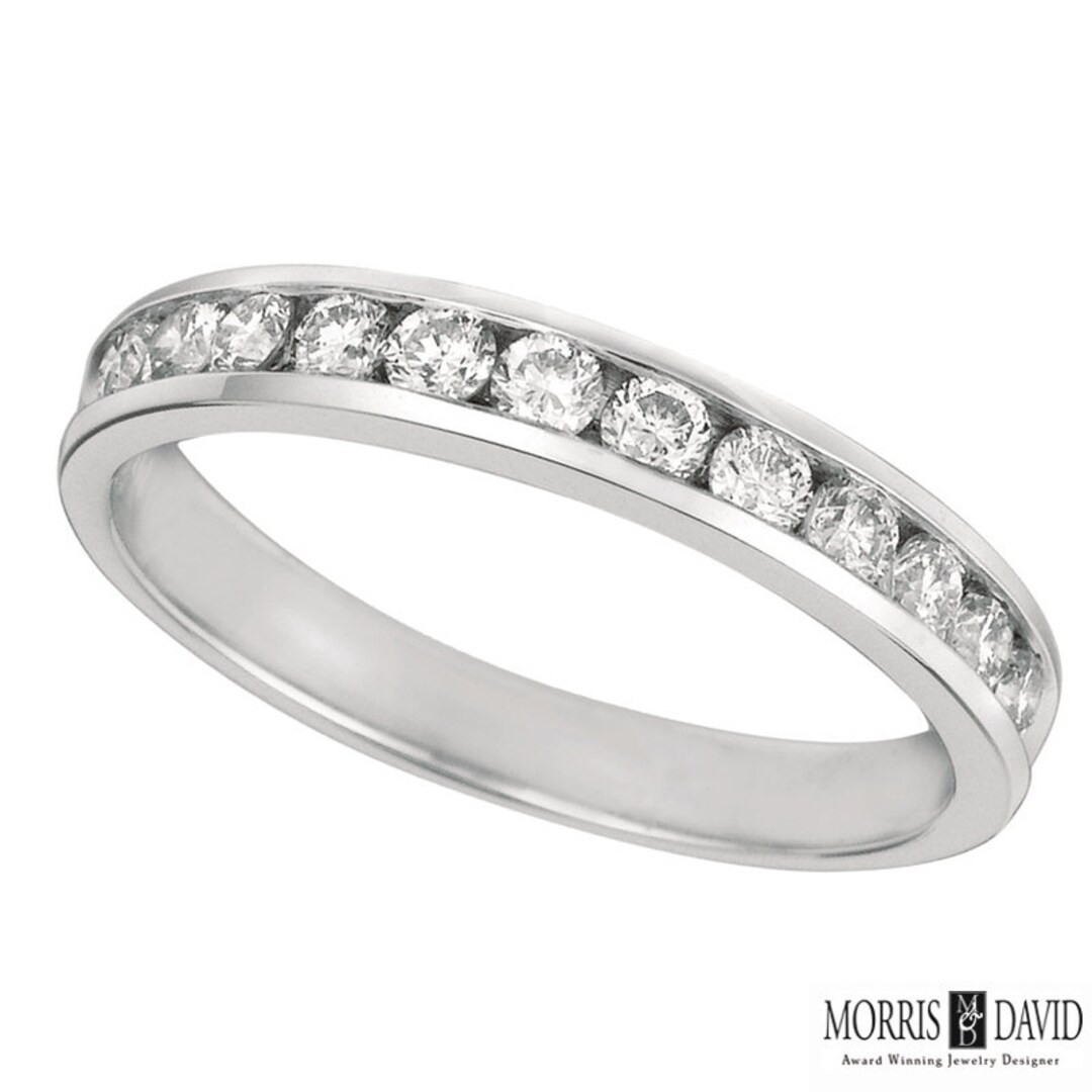 0.50 Carat Natural Diamond 12 Stone Channel Set Ring G SI 14K White ...