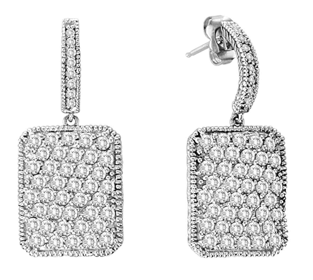 2.80 Carat Diamond Rectangular Shape Earrings G-H SI 14K White Gold - Etsy